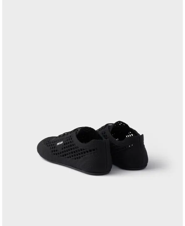 Prada Collapse Crochet Laced Sneakers - Black