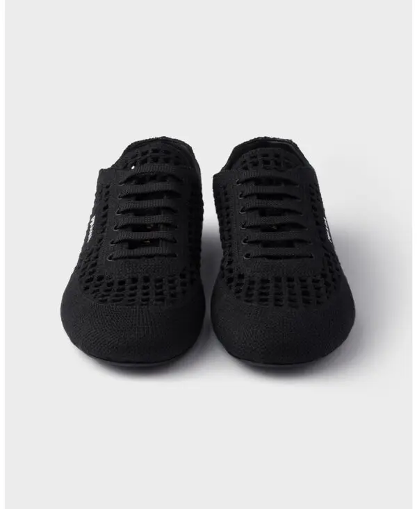 Prada Collapse Crochet Laced Sneakers - Black