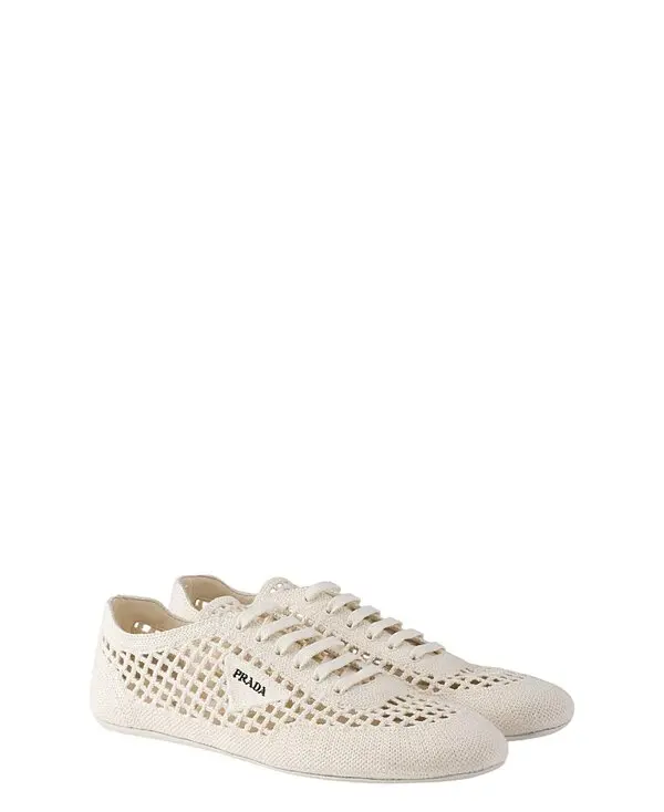 Prada Collapse Crochet Laced Sneakers - Neutral
