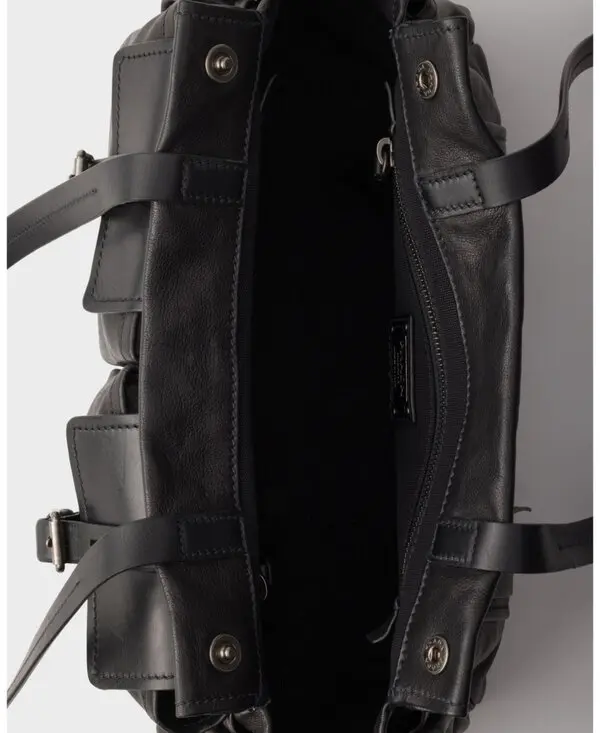 Prada Route Medium Leather Tote Bag - Black