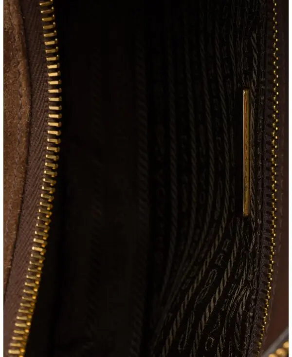 Prada Large Suede Shoulder Bag - Brown