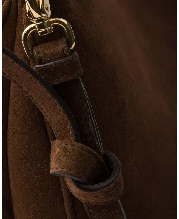 Prada Large Suede Shoulder Bag - Brown