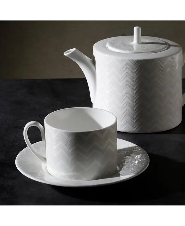Missoni Zig Zag Tea Cup & Saucer, Set Of 2 - White