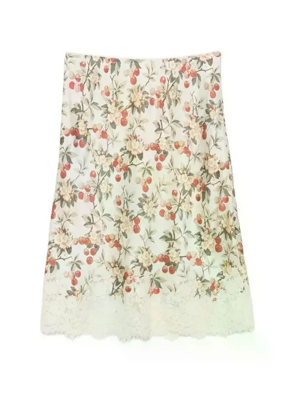 DÔEN Elowette Mini Skirt With Lace Trim - Neutrals