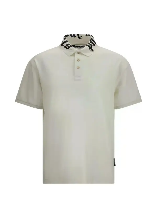 Palm Angels Logo-collar Cotton Polo Shirt