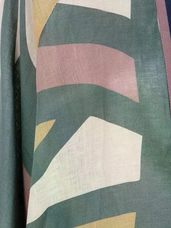 VOLANTIS Abstract-print Linen Kaftan