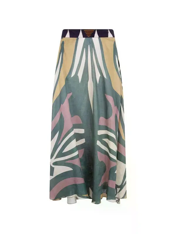 VOLANTIS Safi Abstract-print Silk Maxi Skirt