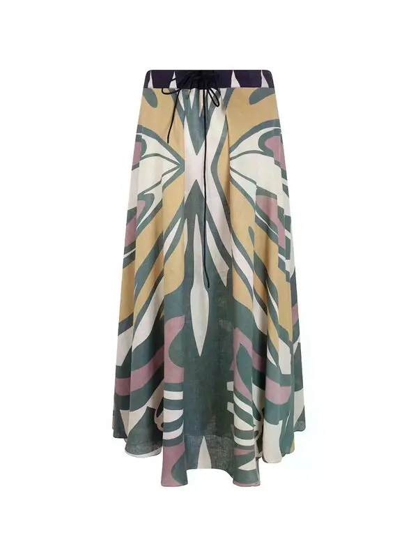 VOLANTIS Safi Abstract-print Silk Maxi Skirt