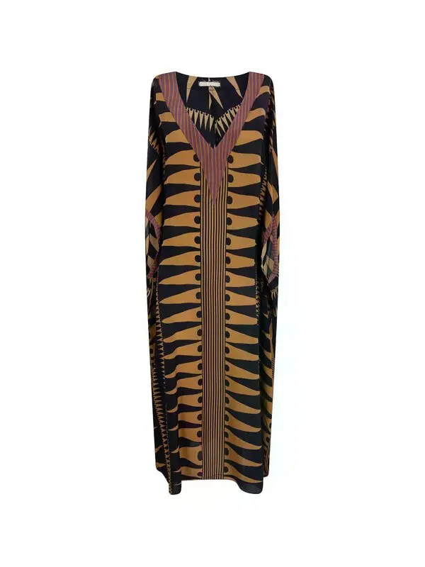 VOLANTIS Graphic-print Silk Kaftan