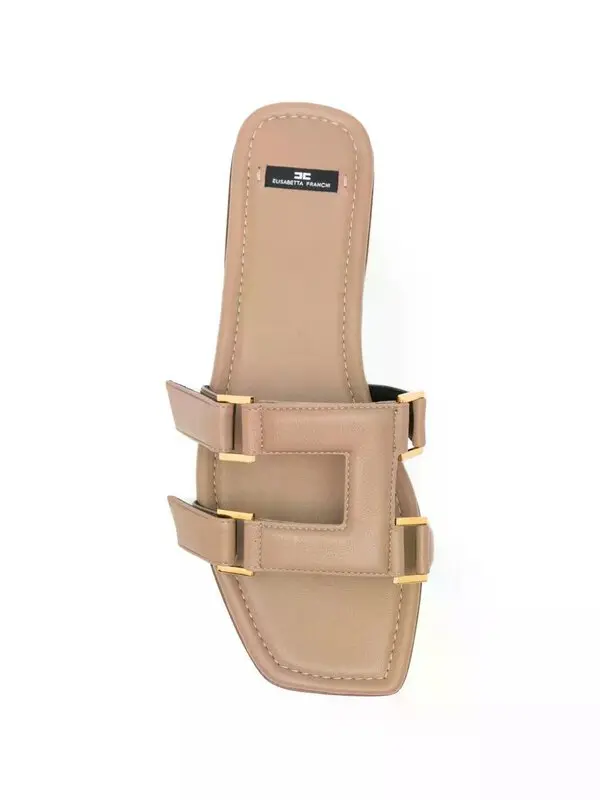 Elisabetta Franchi Beige Nappa Leather Double-strap Sandals