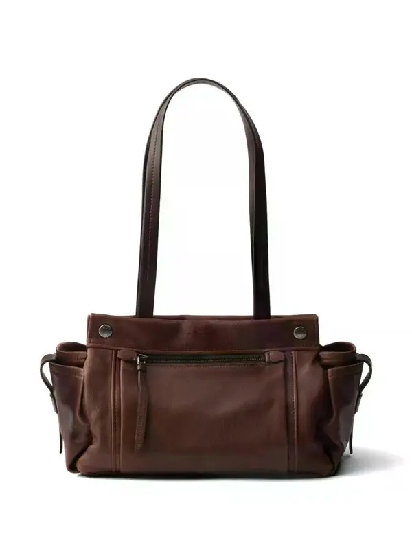 Prada Route Medium Leather Tote Bag - Brown