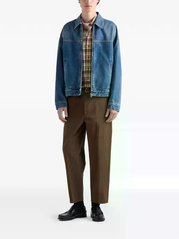 Prada Washed Denim Blouson Jacket - Blue