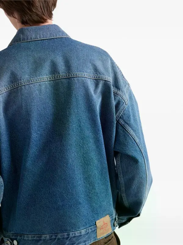 Prada Washed Denim Blouson Jacket - Blue