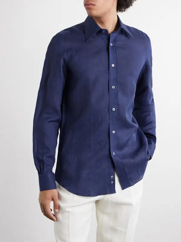 Thom Sweeney Linen Shirt - Blue
