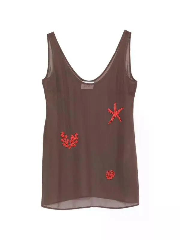 MC2 SAINT BARTH Bead-embellished Mini Dress - Brown