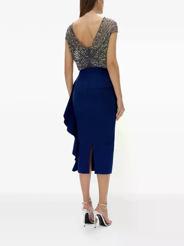 Rachel Gilbert Sequin-embellished Ruffled Maxi Dress