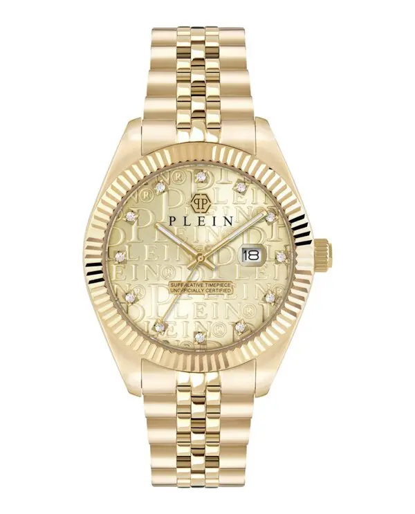Philipp Plein Date Superlative Crystal Watch - Stainless Steel