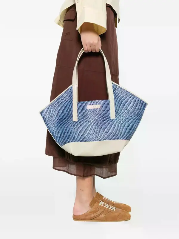 Marni Raffia-effect Tote Bag - Blue