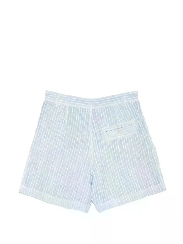 120% Lino Vertical-stripe Pleated Shorts