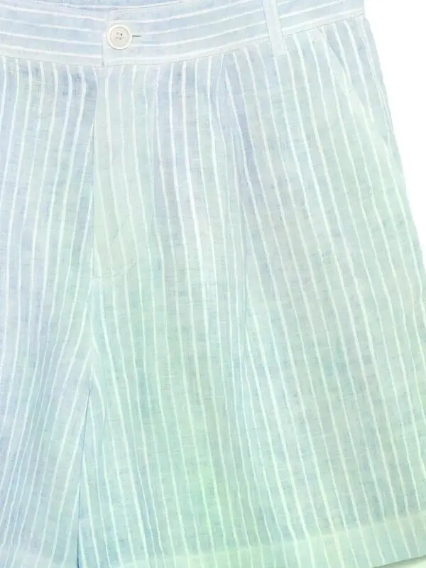 120% Lino Vertical-stripe Pleated Shorts