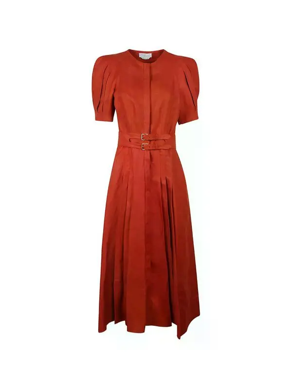 Gabriela Hearst Belted Pleated Dress - Orange