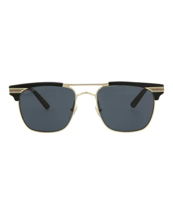Gucci Square Frame Metal Sunglasses - Black Gold Grey (gg0287s/30002407/001)