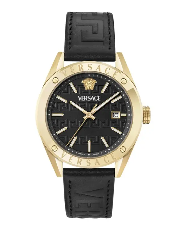 Versace Athletic Leather Strap Watch - Stainless Steel
