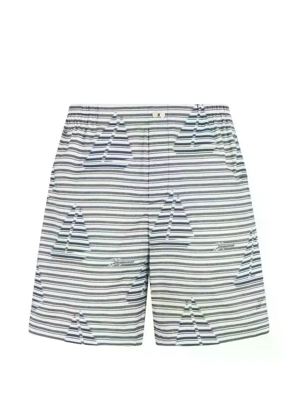Jacquemus Striped Sailboat-print Shorts - White