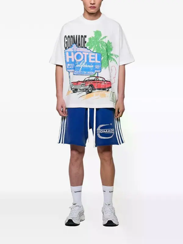 GODMADE Logo-print Side-stripe Shorts