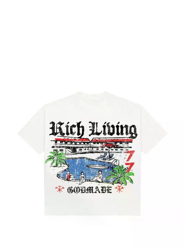 GODMADE Rich Living Graphic-print T-shirt - White