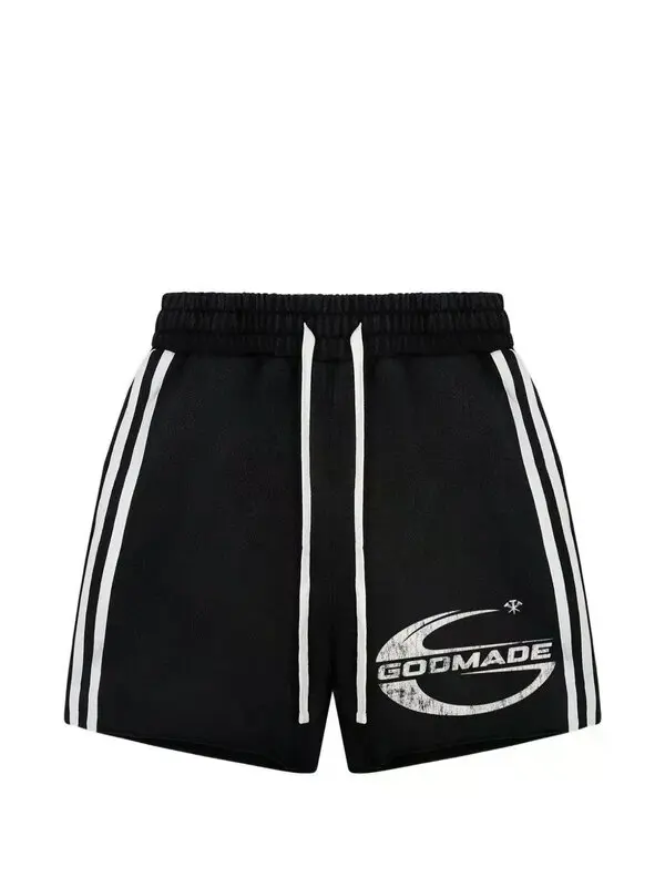 GODMADE Logo-print Side-stripe Shorts - Black