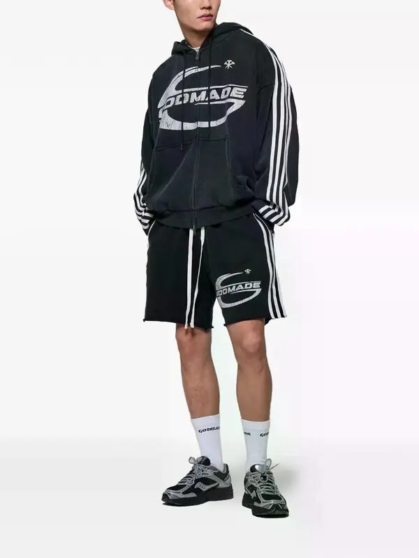 GODMADE Logo-print Side-stripe Shorts - Black