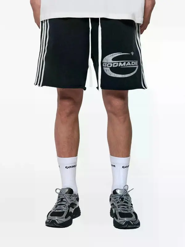 GODMADE Logo-print Side-stripe Shorts - Black