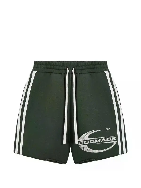 GODMADE Logo-print Side-stripe Shorts - Green