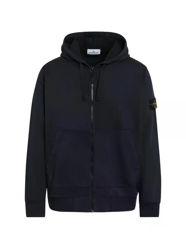 Stone Island Logo-patch Zip-up Hoodie - Blue