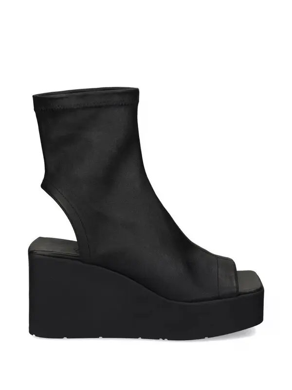 VIC MATIE Cut-out Wedge Sandals - Black