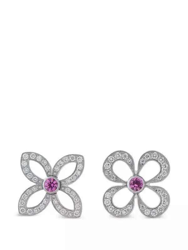 LOUIS VUITTON Monogram Flower Diamond And Sapphire Earrings - Silver