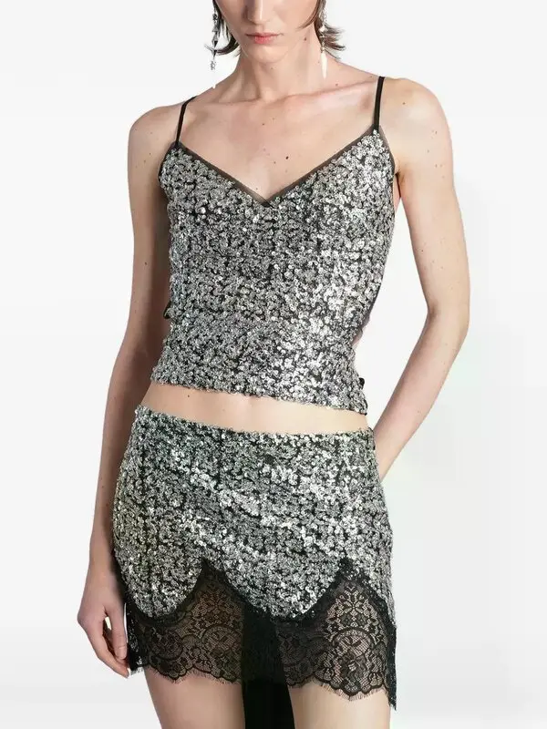 SIEDRES Sequin-embellished Backless Top