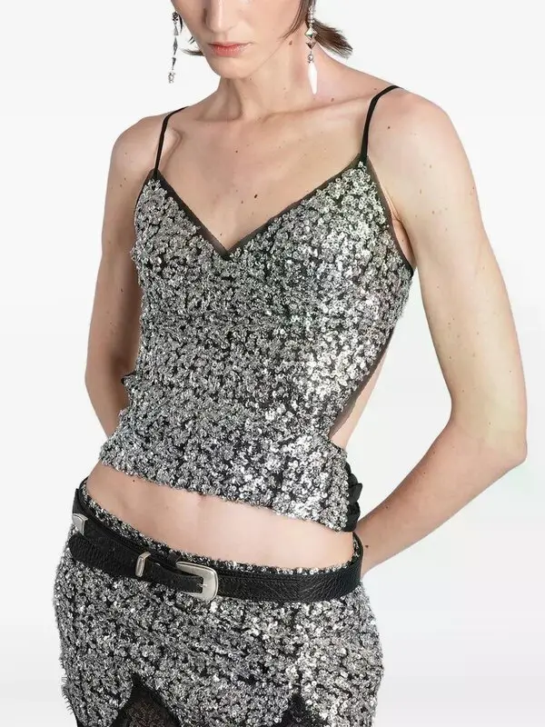 SIEDRES Sequin-embellished Backless Top