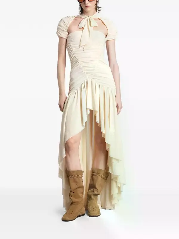 SIEDRES Ruched Pussy-bow Dress - Neutrals