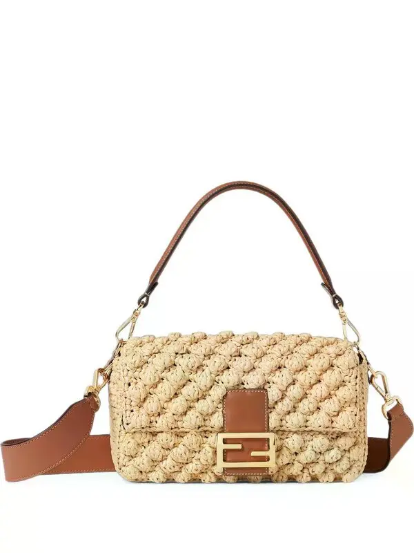 Fendi Medium Baguette Raffia Shoulder Bag