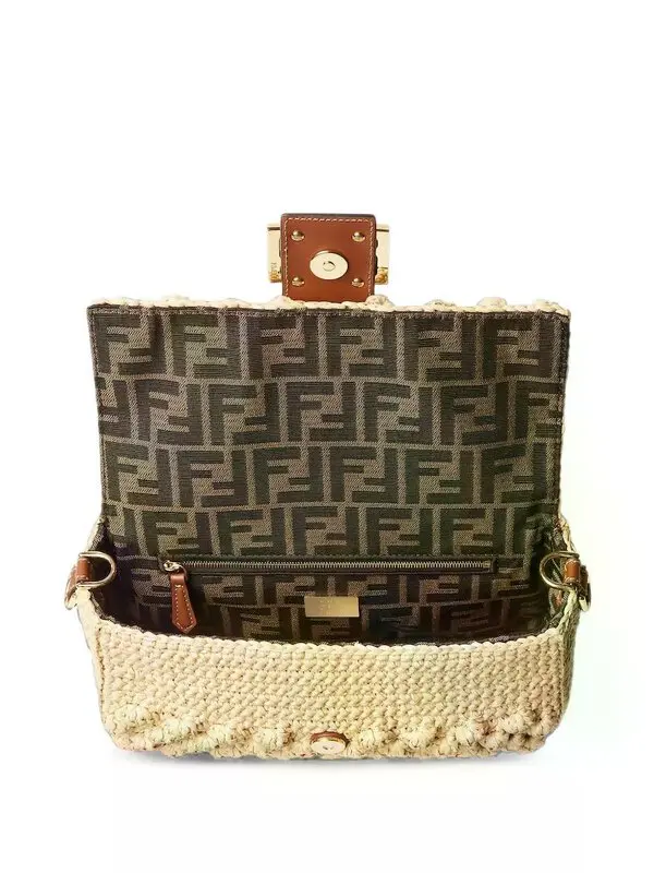 Fendi Medium Baguette Raffia Shoulder Bag