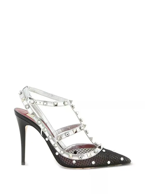 Valentino Garavani Rockstud Crystal-embellished Pumps - Silver