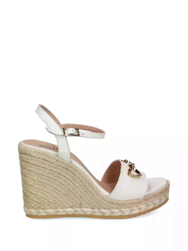 Moschino Heart-plaque Wedge Sandals - White