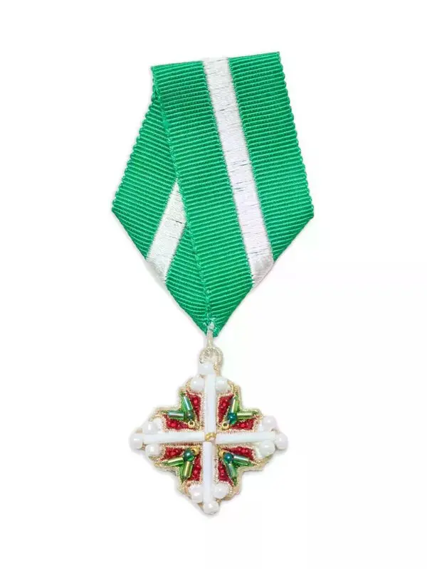 Undercover Bead-embellished Ribbon Brooch - Green