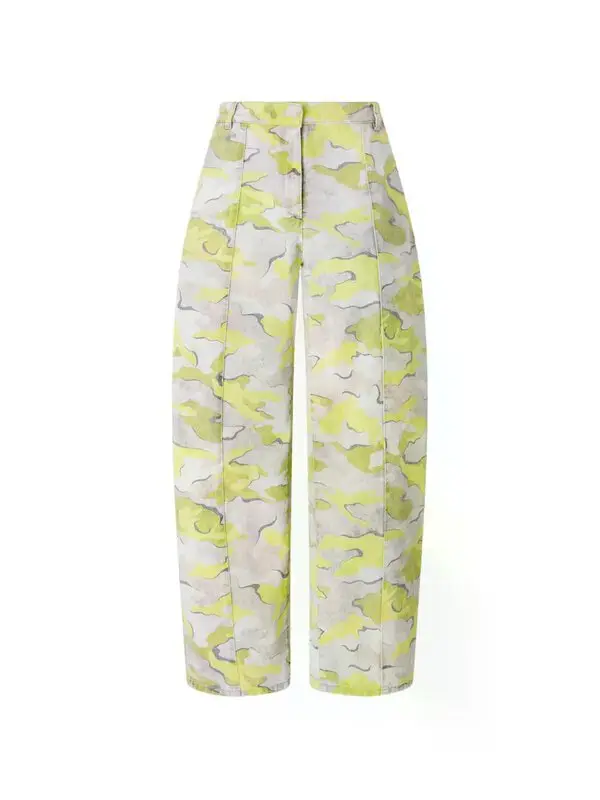 Pinko Camouflage-print Darted Trousers - Yellow