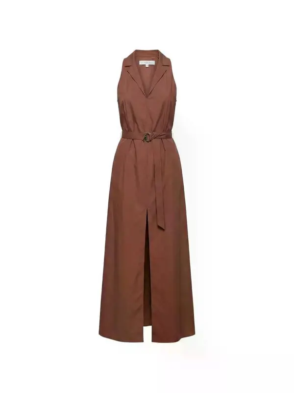 Patrizia Pepe Belted Sleeveless Dress - Brown