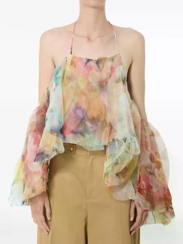 Zimmermann Luna Ruffled Puff-sleeve Blouse - Multicolour