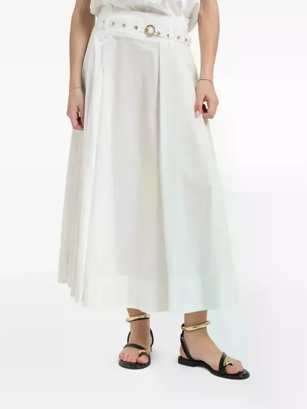 Liu Jo Belted Pleated Midi Skirt - White