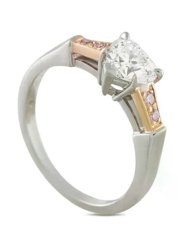 Harry Winston 18k Rose Gold And Platinum Diamond Ring - Silver